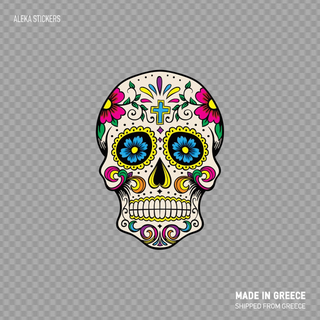 Elevate Your Shop's Decor With a 70s-inspired Floral Skull Sticker ...