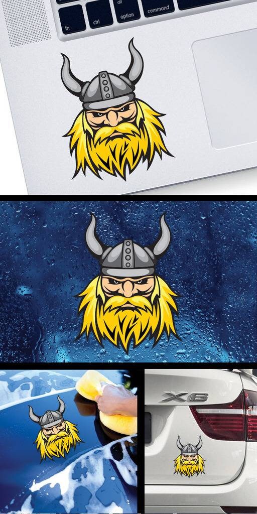 Decal Sticker Viking Warrior Head With Helmet Celtic Corsair Viking ...