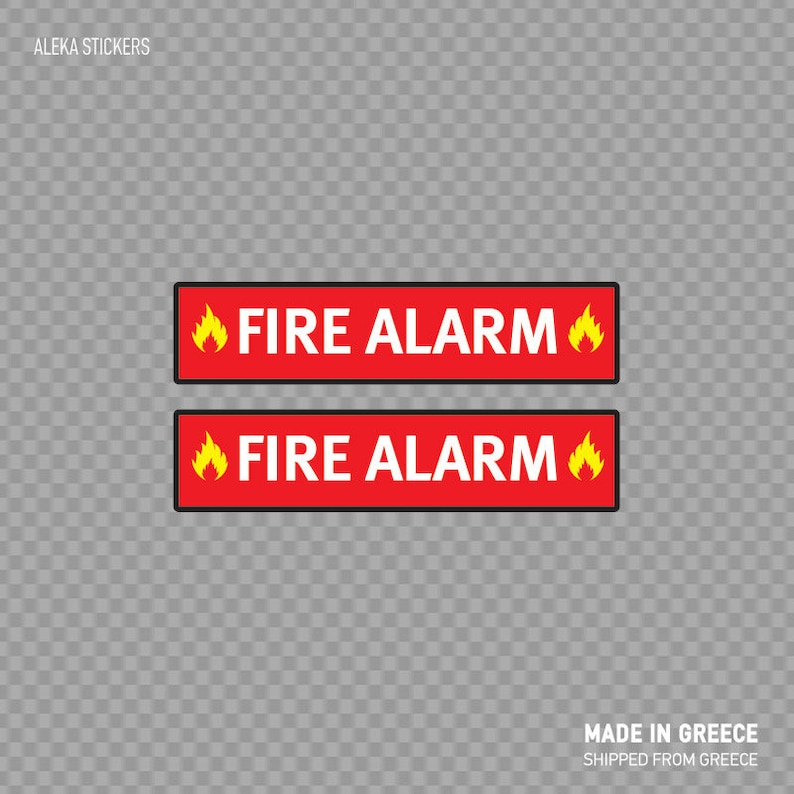 Decal Sticker Fire Alarm Sign Brigade Flames Smoke Information Safety ...