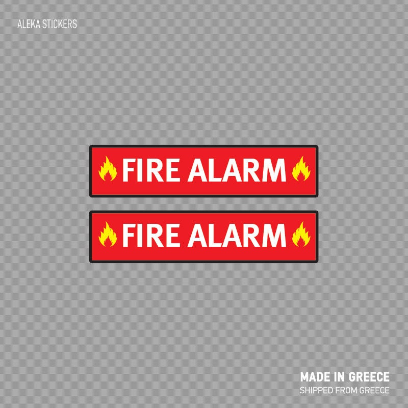 Decal Sticker Fire Alarm Sign Brigade Flames Smoke Information Safety ...