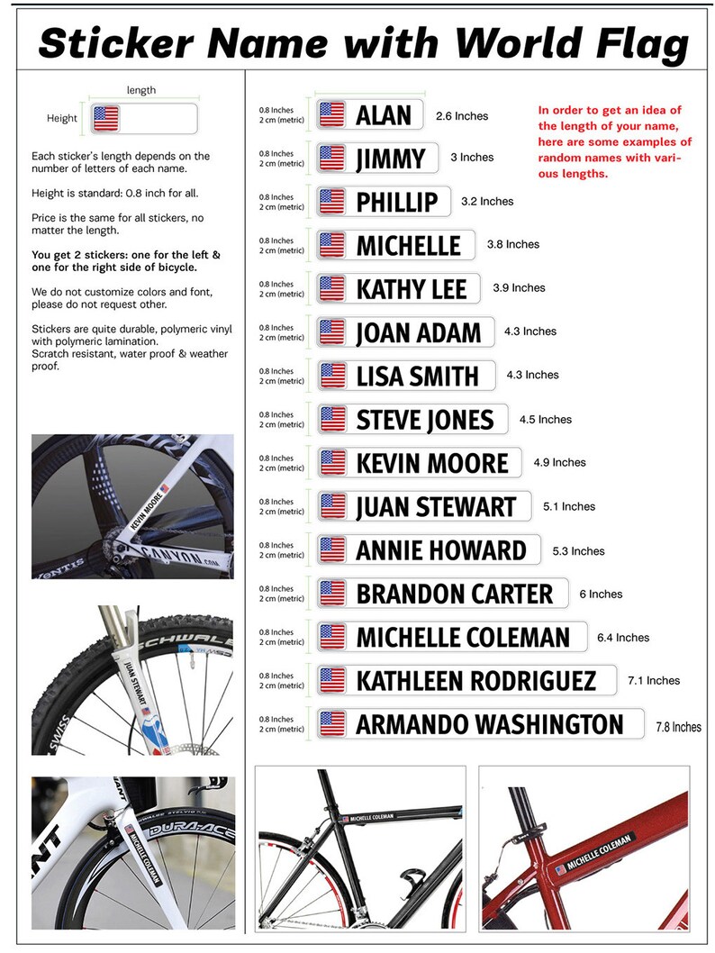 Decal Sticker Bicycle Mountain Bike Name Label Flag Brazil Mountain ...