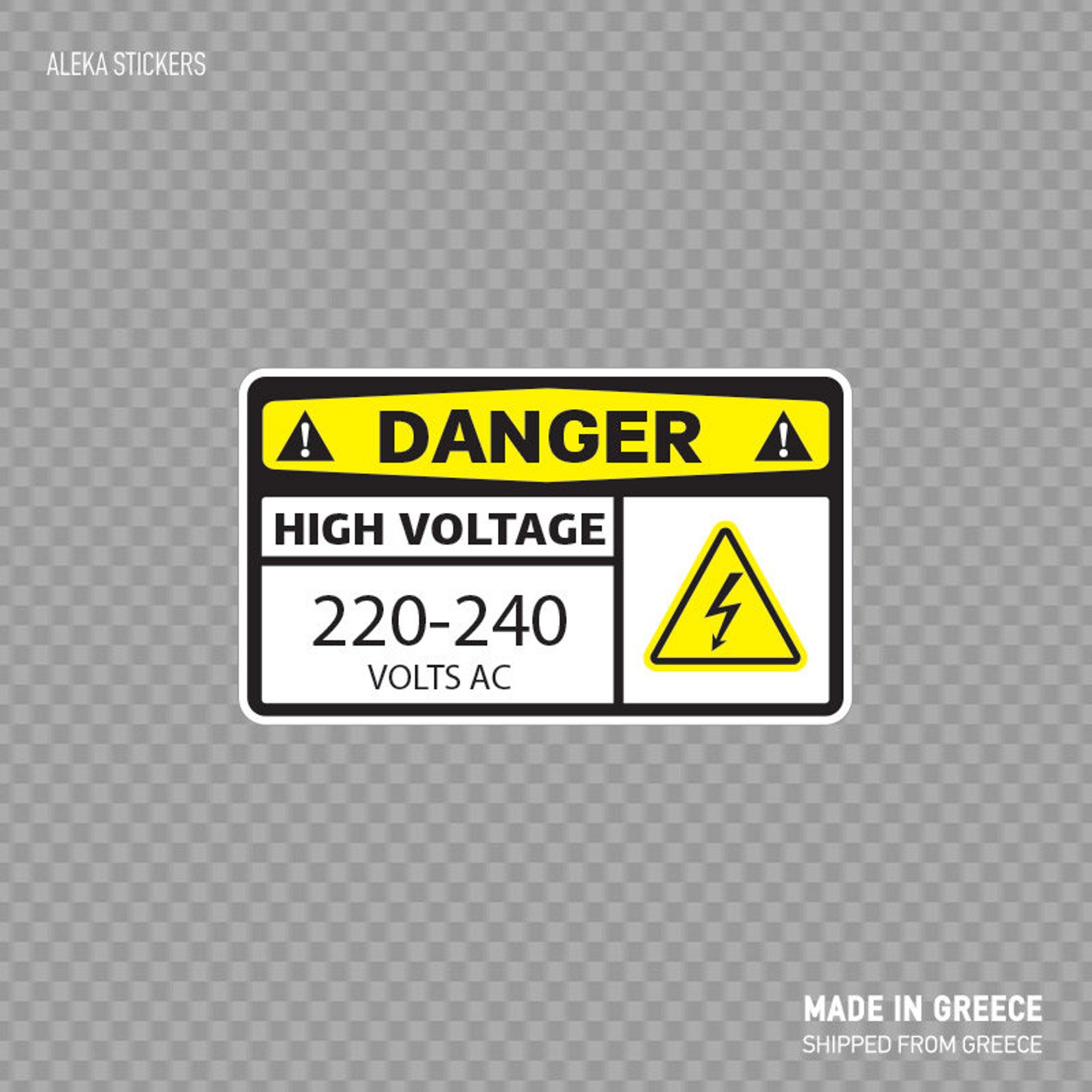 Decal Sticker Danger High Voltage 220-240 Volts Ac Electricity Machine ...