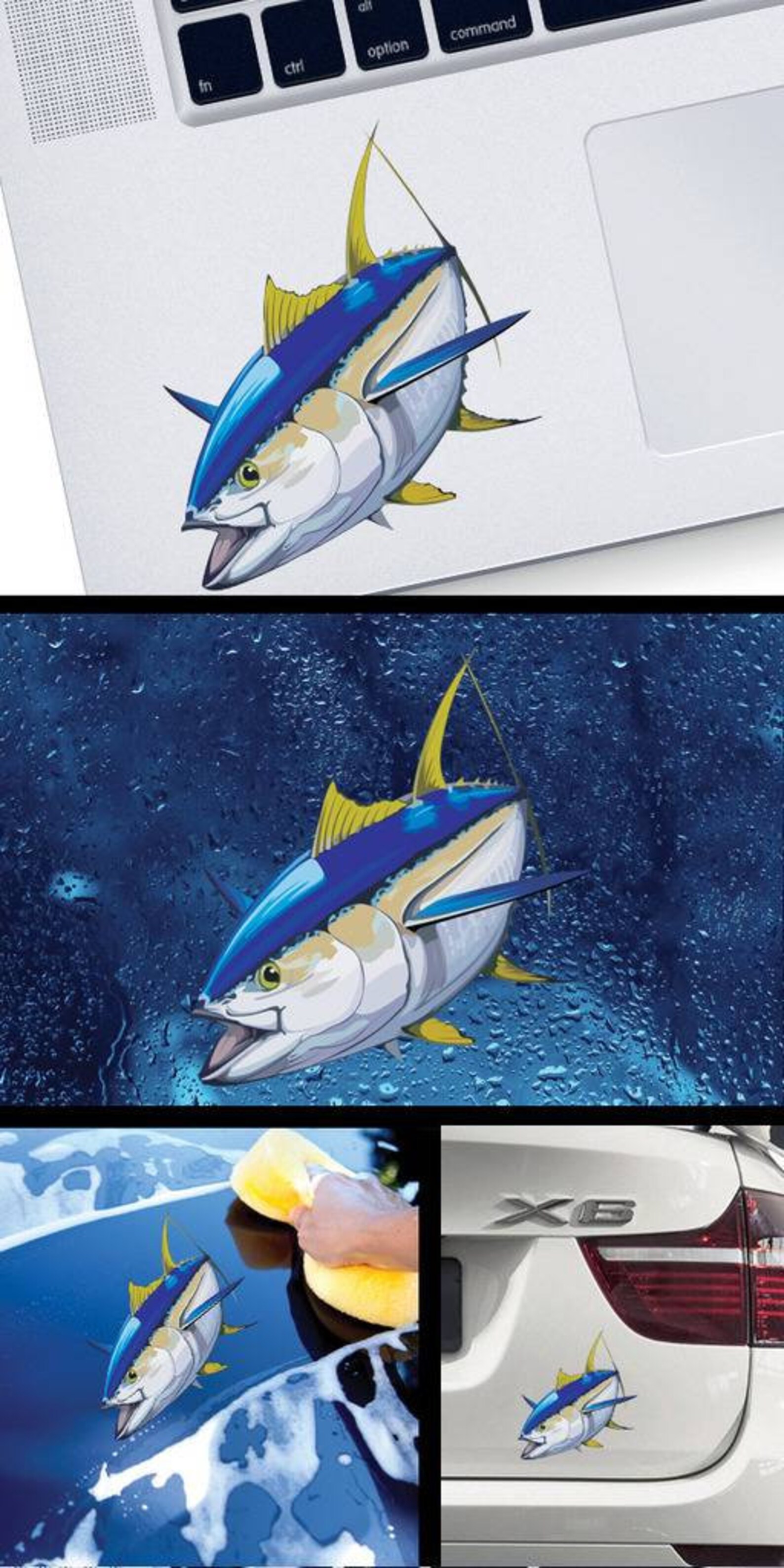 Decal Sticker Yellowfin Tuna Attack Boat Decoration Bait the - Etsy