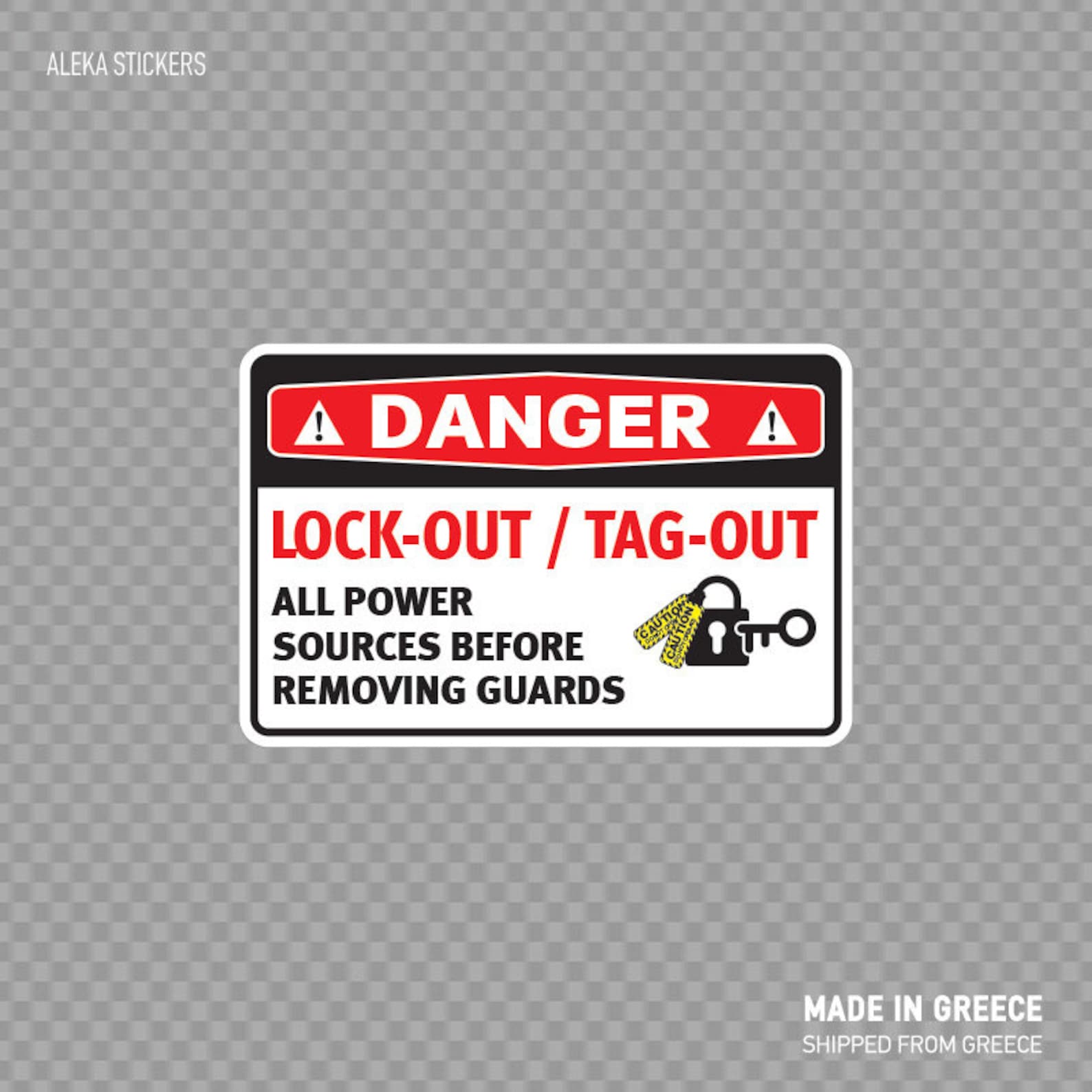 Decal Sticker Danger Lock-out / Tag-out All Power Sources Before ...
