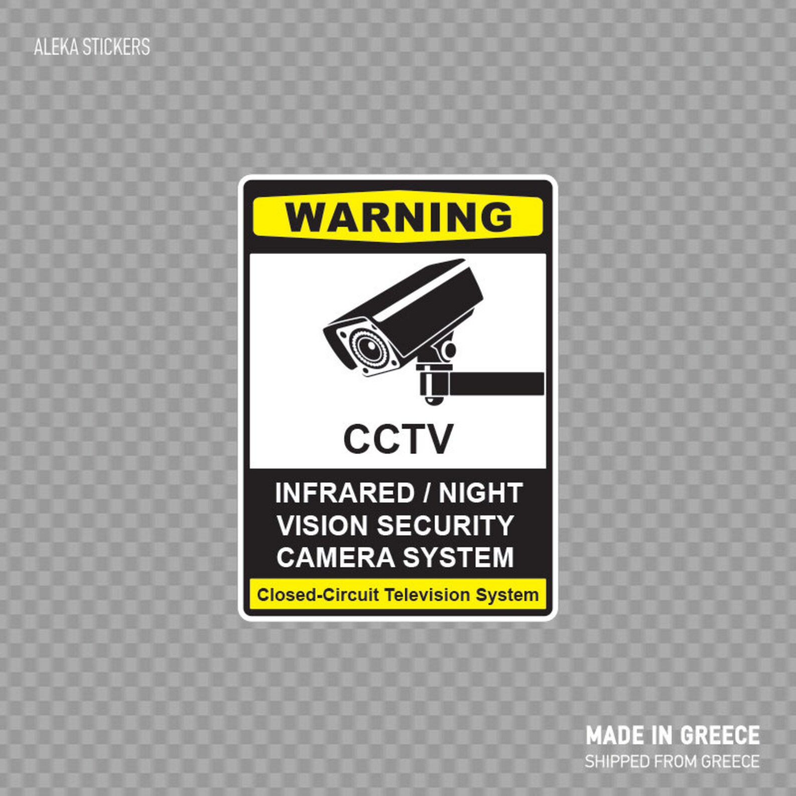 Decal Sticker Cctv Infrared Night Vision Camera System Sign Security ...