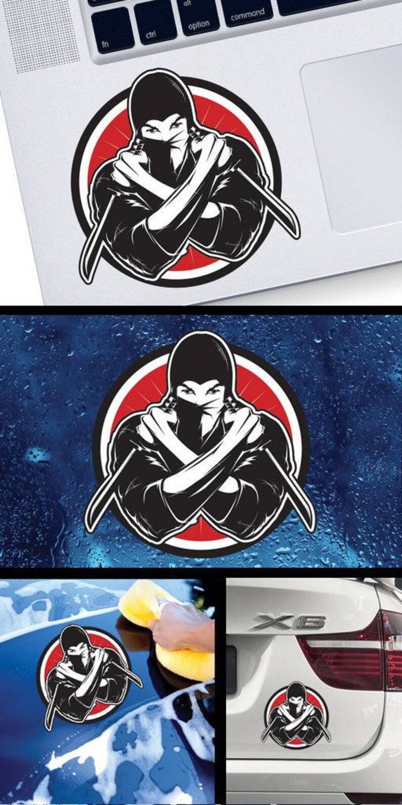 Decal Sticker Ninja Warrior Blades Martial Arts Sword Gym Decoration ...