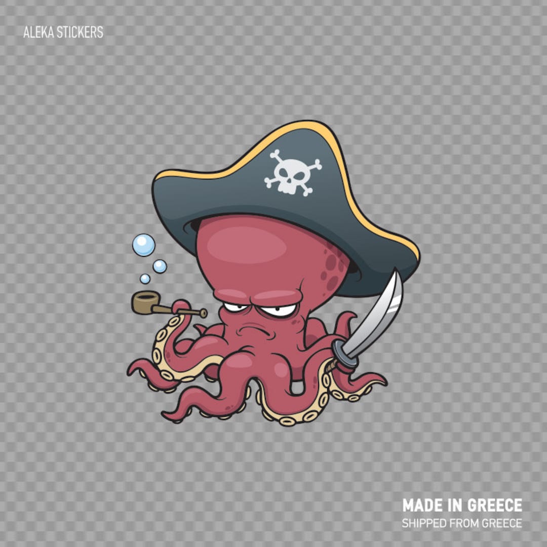 Decal Sticker Pirate Octopus With Pipe Boat Decoration Fishing Store ...
