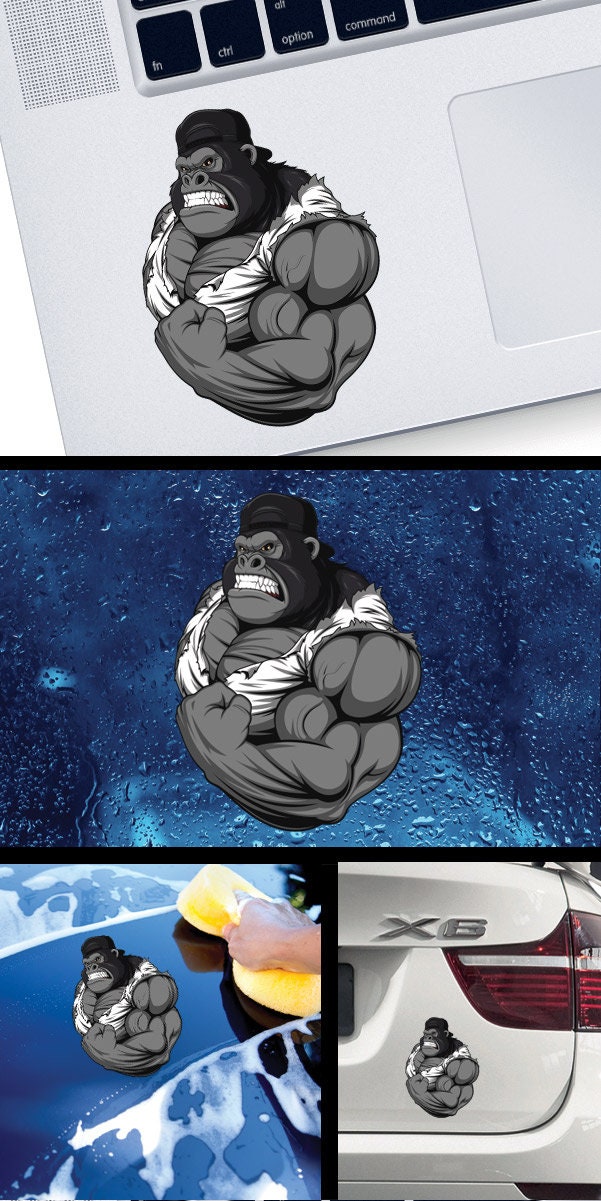 Decal Sticker Body Builder Gym Muscle Gorilla Ape Strength Endurance ...