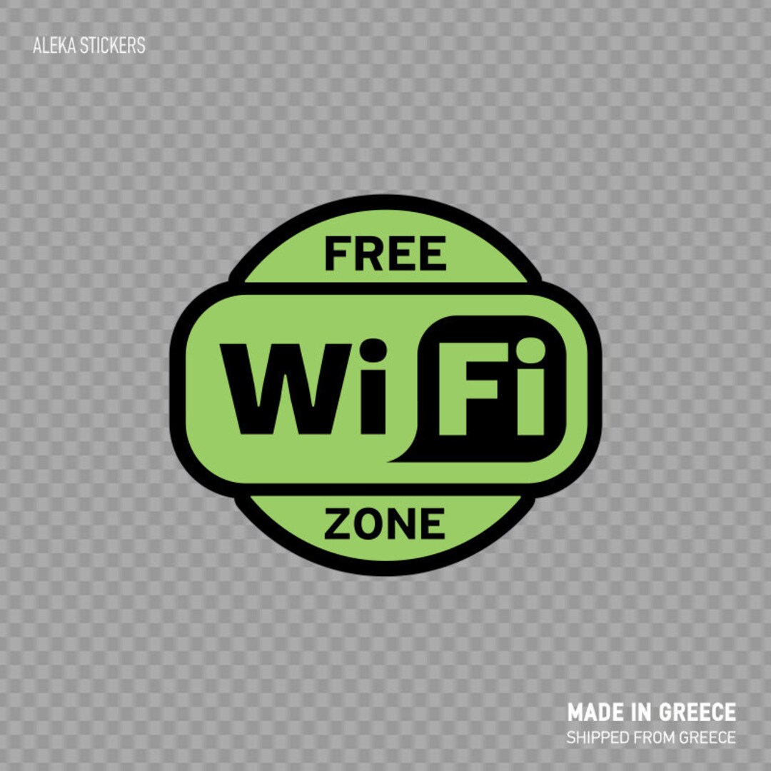 Decal Sticker Sign Wifi Free Zone Green Black Print on Vinyl Store Shop ...