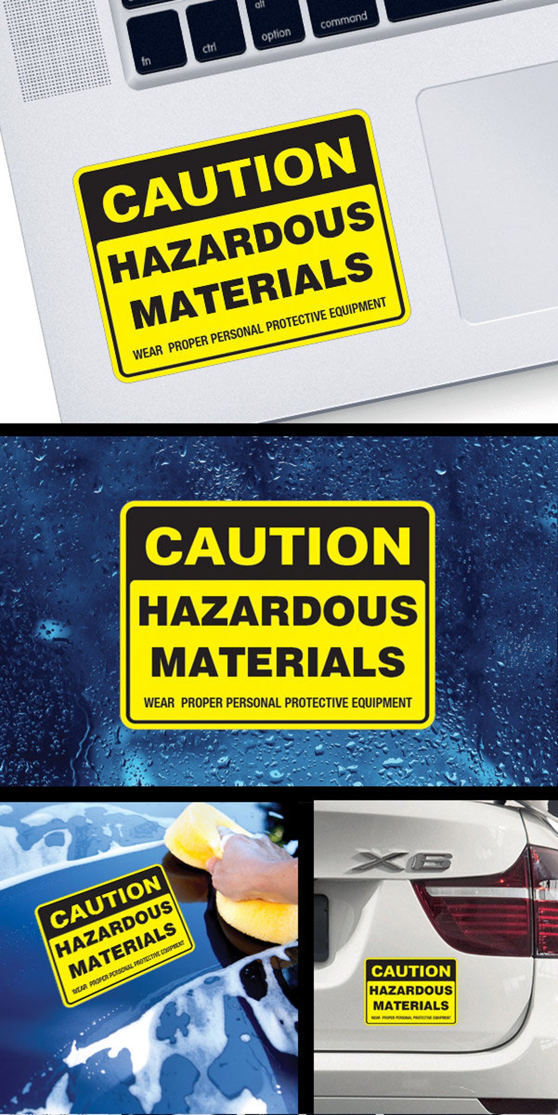 Decal Sticker Caution Hazardous Materials Wear Proper Personel ...