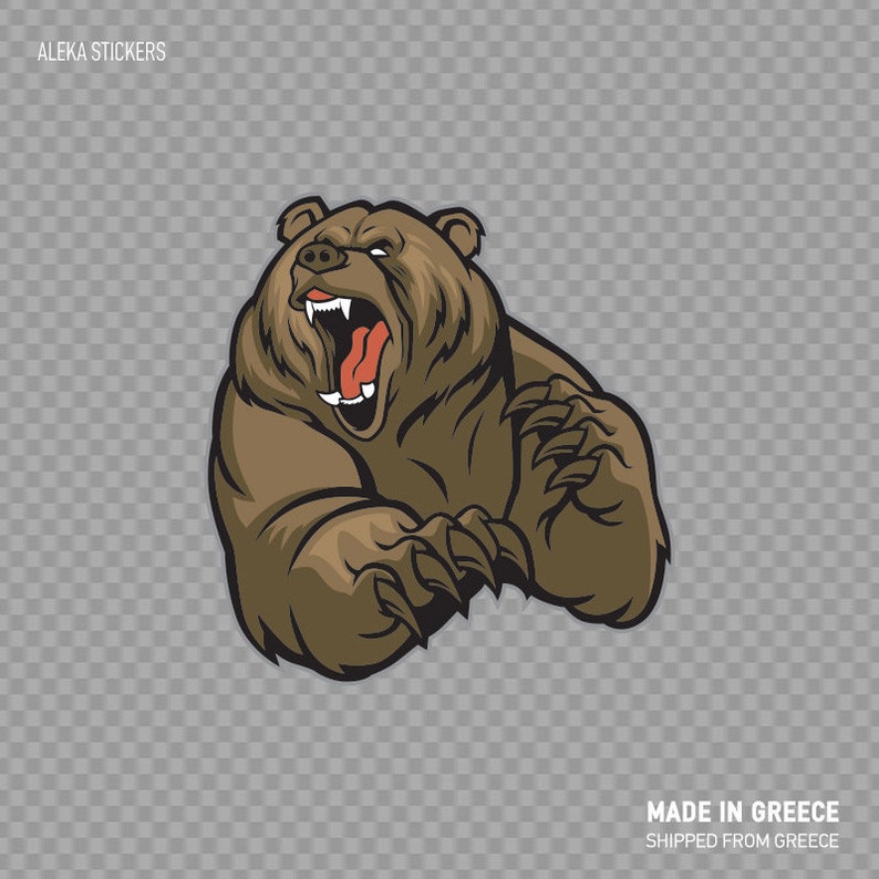Decal Sticker Grizzly Bear Angry Aggression Attack Hangry Malicious ...