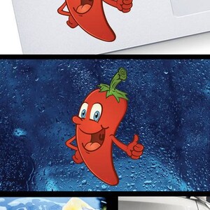 Decal Sticker Red Hot Chilli Pepper Cook Professionally Chef Food Italy ...