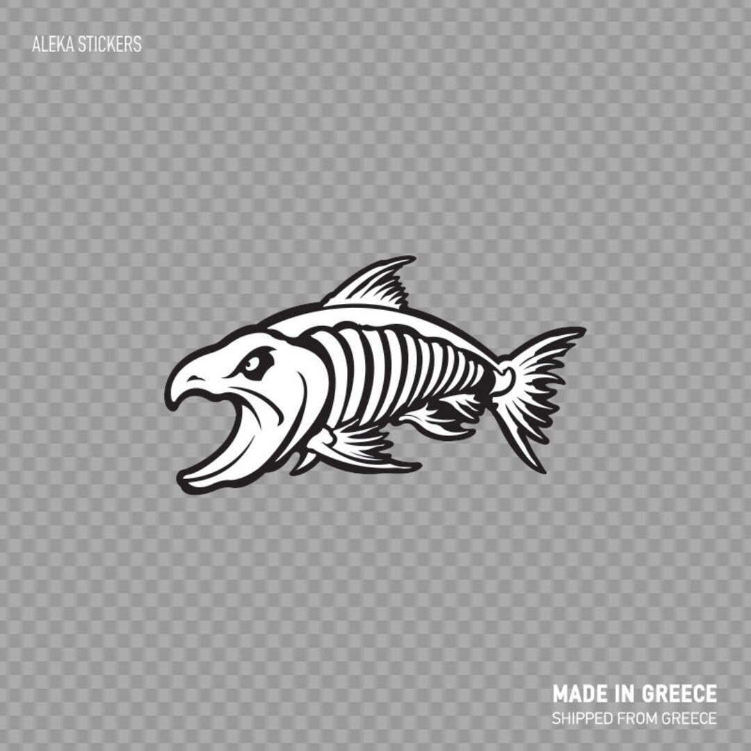 Decal Sticker Aggressive Salmon Fish Skeleton Bone Boat Bait the Hook ...