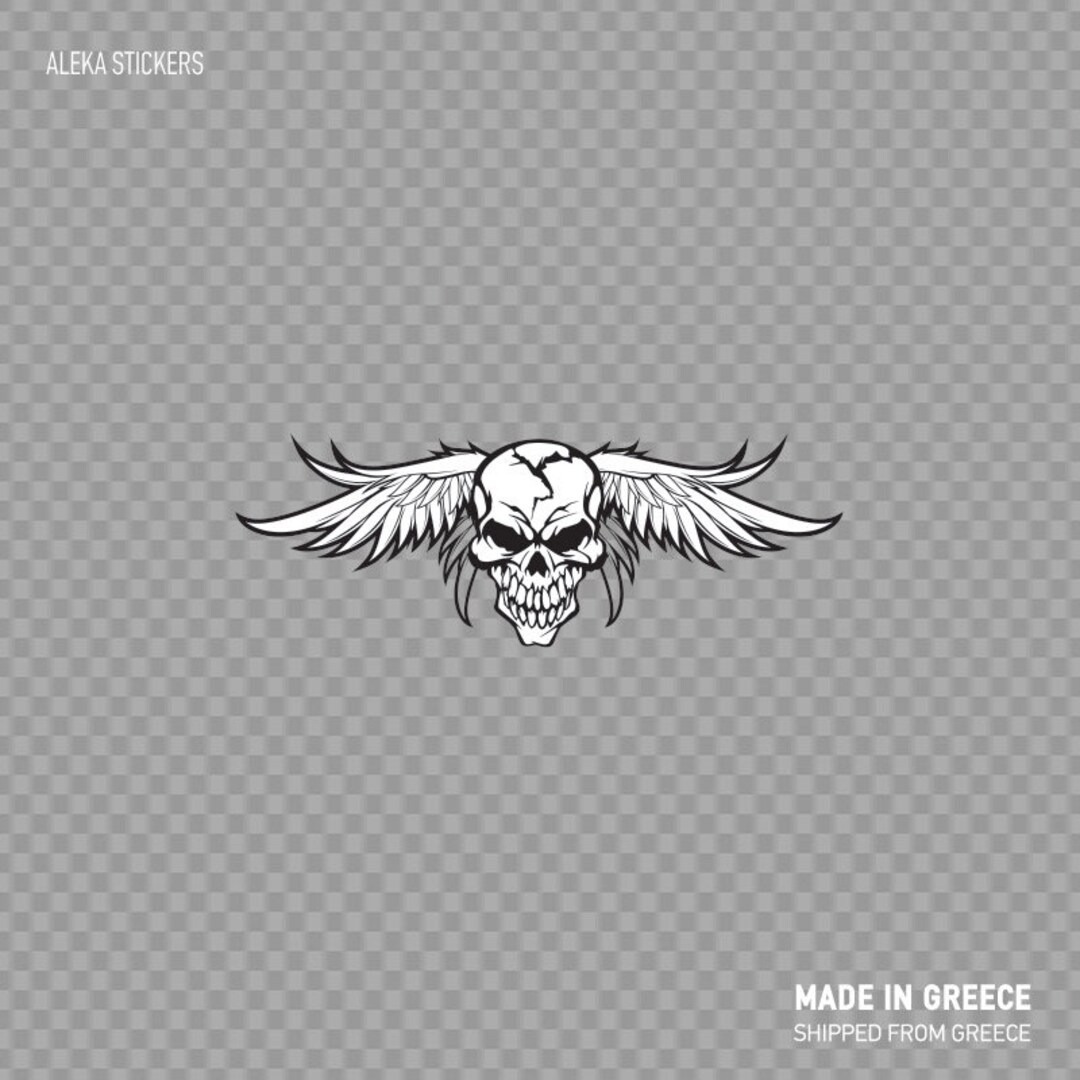 Decal Sticker High Detailed Skull With Angel Wings Air-force Freedom ...