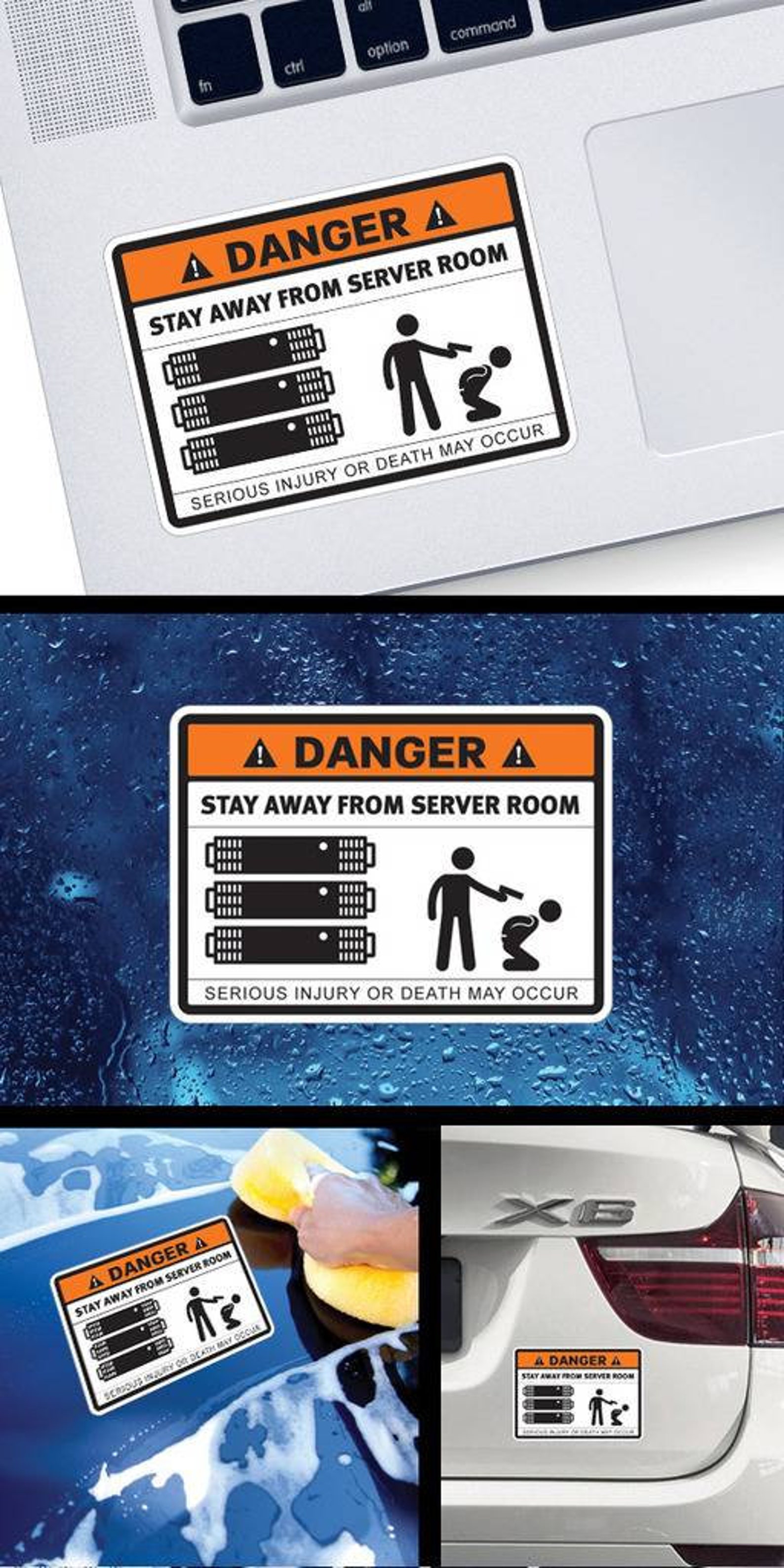 Decal Sticker Funny Sign Danger Stay Away From Server Room Perfect for ...