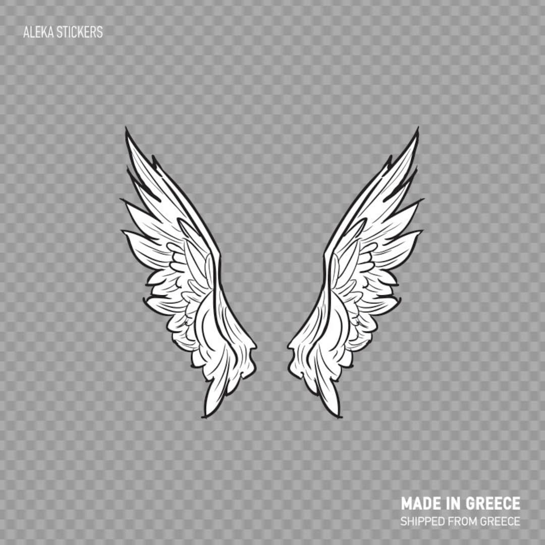 Decal Sticker Pair of Wings Angels Air-force Fly Freedom Icarus Pilot ...