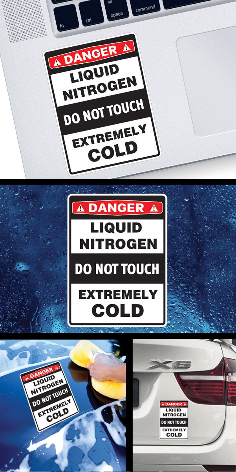 Decal Sticker Danger Liquid Nitrogen Do Not Touch Extremely Cold Safety ...