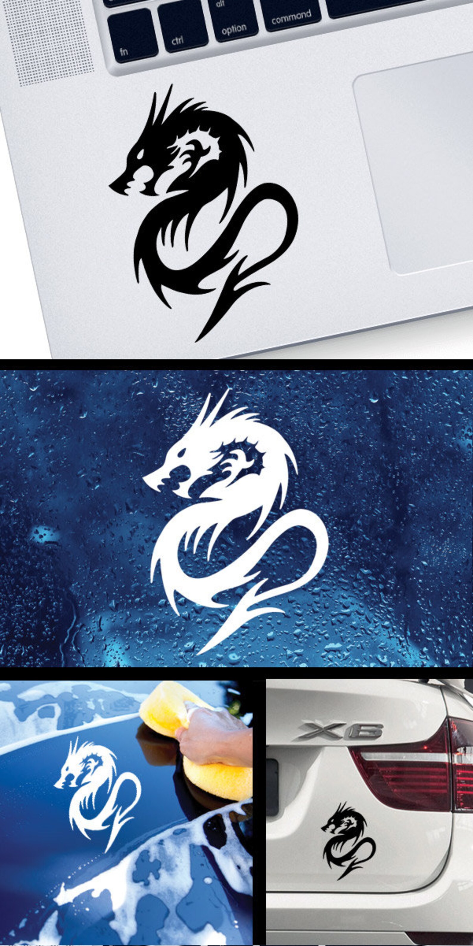 Decal Sticker Dragon Figure Legendary Creature Winged Horned Breathing ...