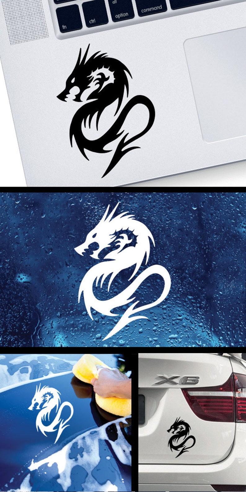Decal Sticker Dragon Figure Legendary Creature Winged Horned Breathing ...