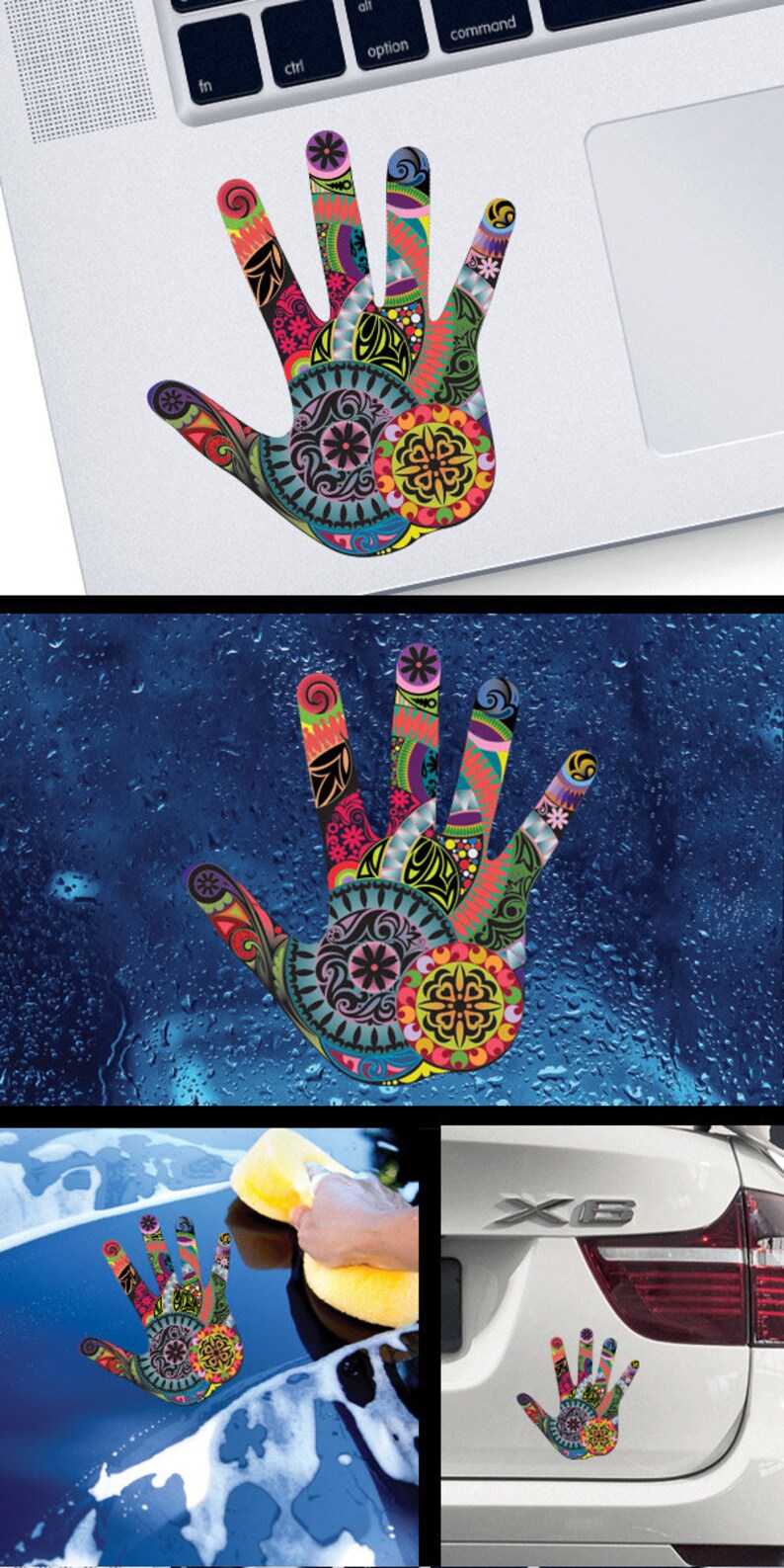 Decal Sticker Floral Psychedelic Hand Left Tribal Tattoo Style ...