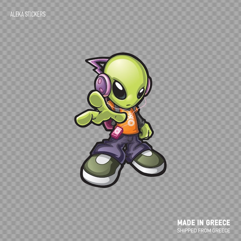 Decal Sticker Super Cool Alien Dj Music Urban Style Room Decoration Top ...