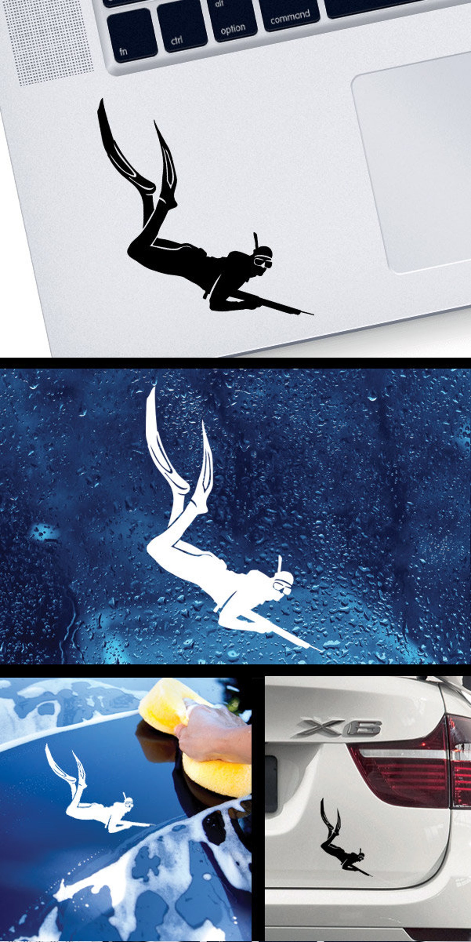 Decal Sticker Spearfishing Diver Apnea Free-diving Snorkelling | Etsy