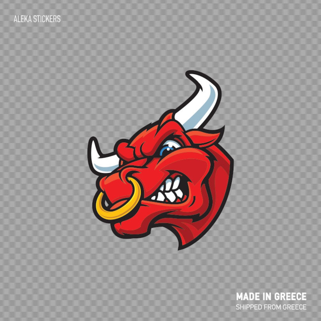 Decal Sticker Red Head Angry Bull Aggression Aggressive Attack Force ...