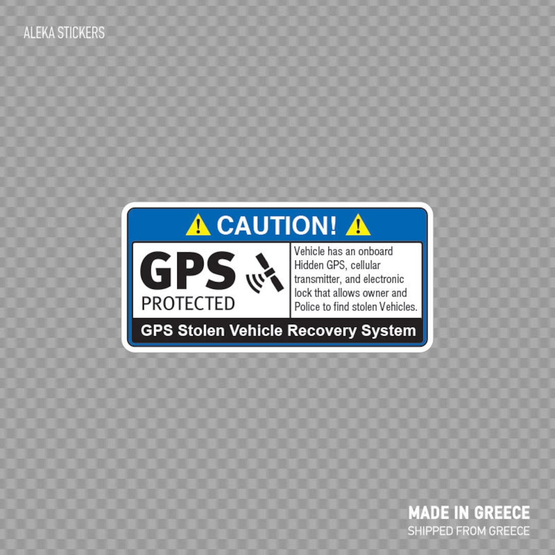 Decal Sticker Gps Protected Prevention Sign Vehicle Safety Security ...