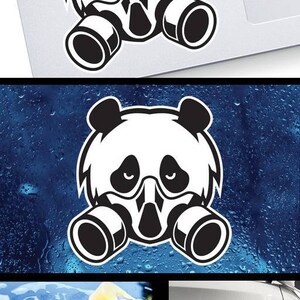 Decal Sticker Panda Head With Gas Mask Black and White Room Decoration ...