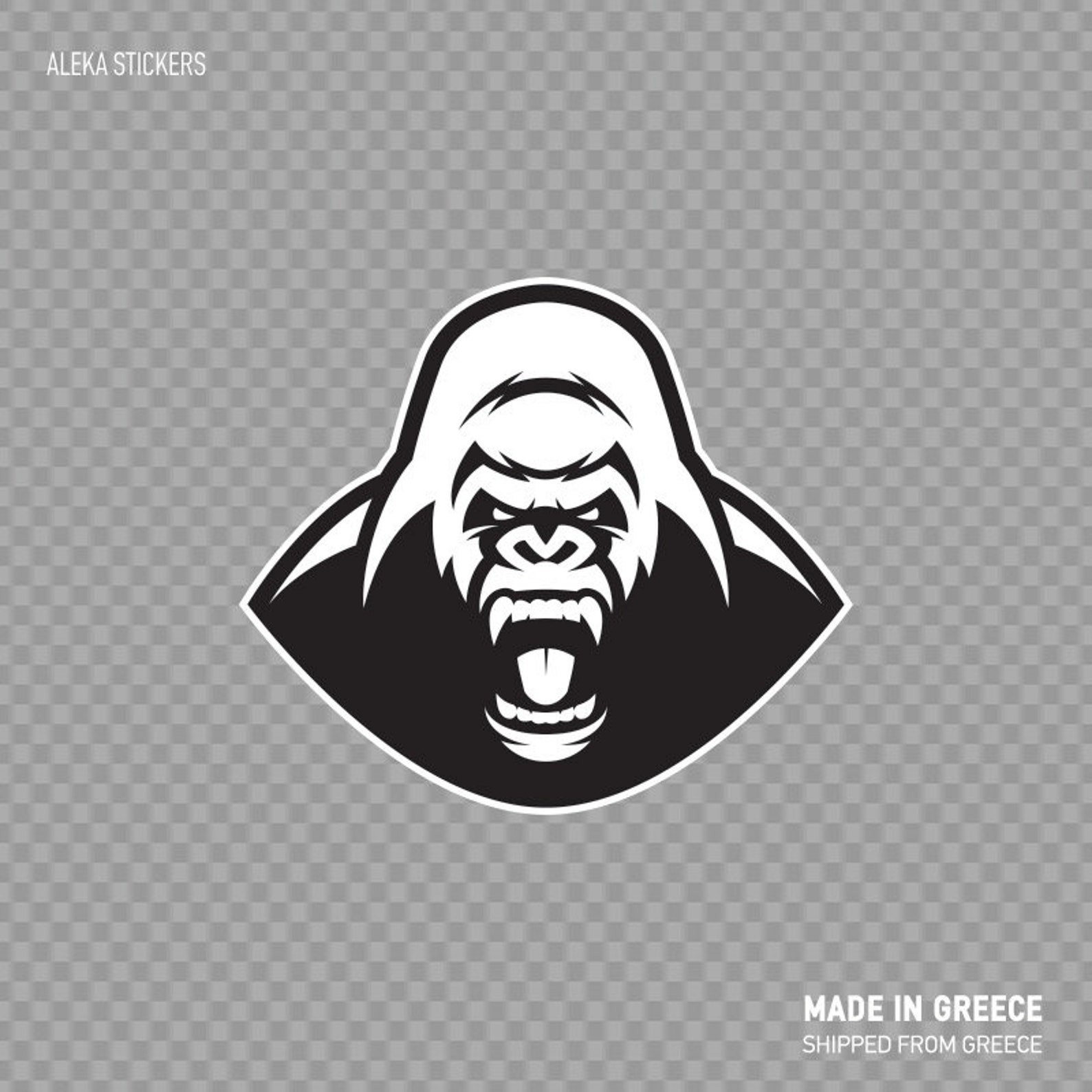 Decal Sticker Angry Gorilla Ape Head Forest Jungle Roaring Angry Black ...