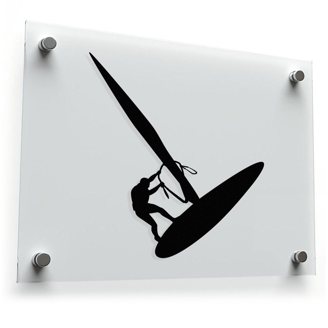 Windsurfing Silhouette Sticker – Black Vinyl Decal for Cars, Laptops ...