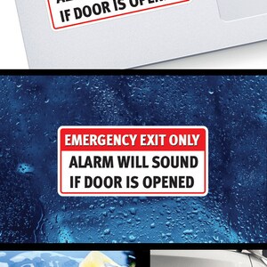 Decal Sticker Emergency Exit Only Alarm Will Sound If Door is Opened ...