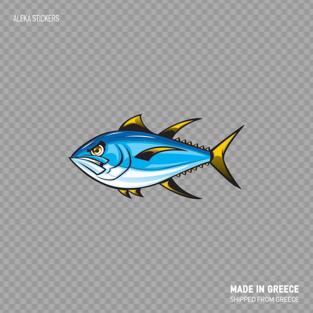 Decal Sticker Angry Yellowfin Tuna Fishing Store Decoration Bait the ...