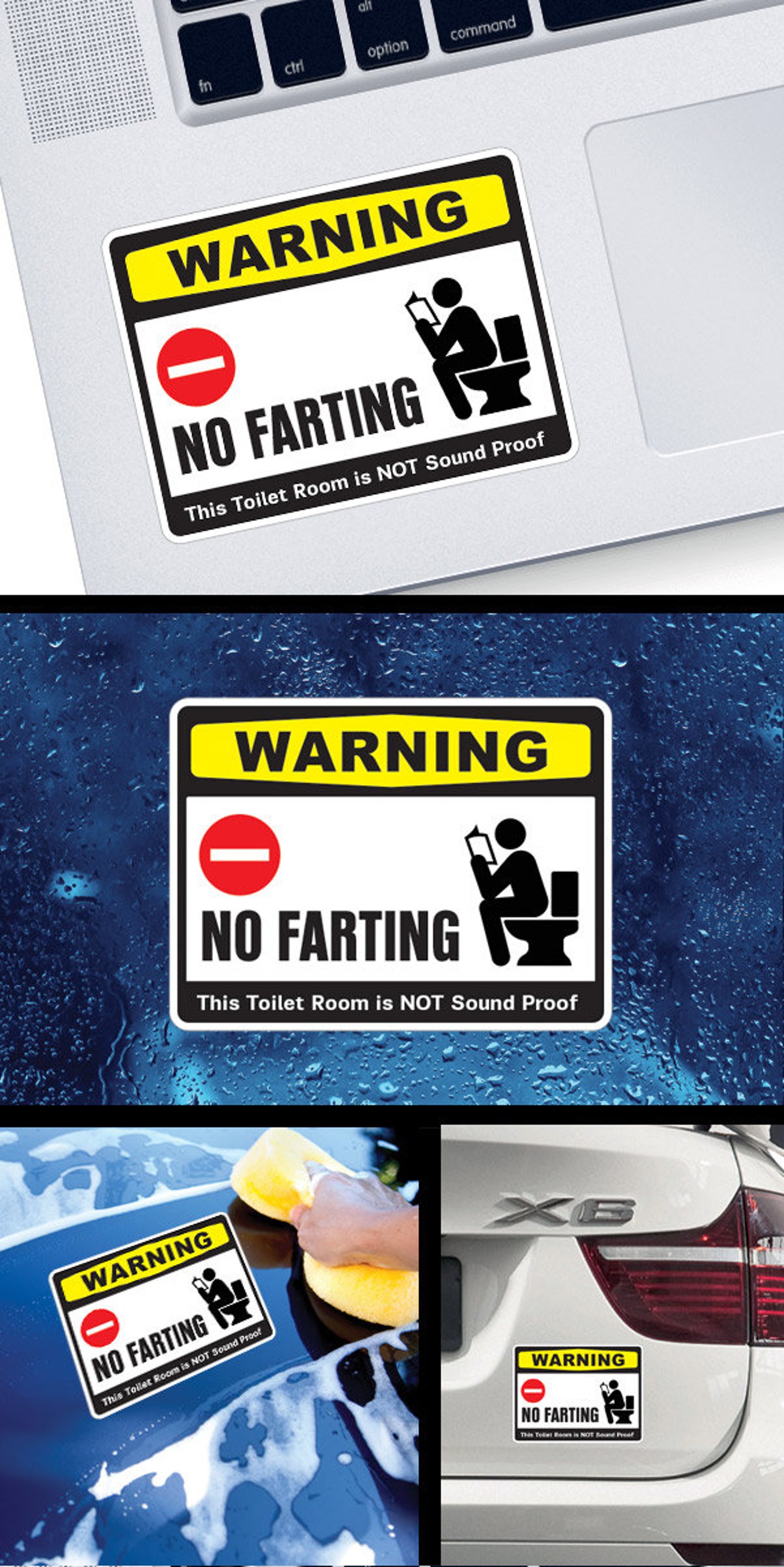 Decal Sticker No Farting Funny Sign Toilet WC Public Toilet. Washroom ...