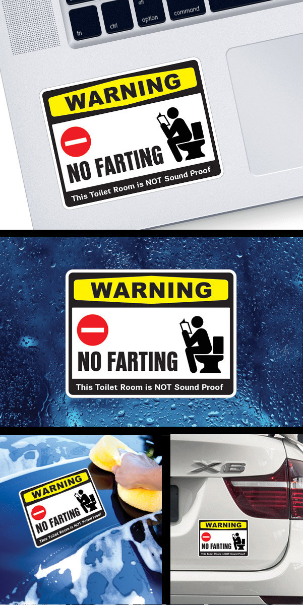 Decal Sticker No Farting Funny Sign Toilet WC Public Toilet. Washroom ...