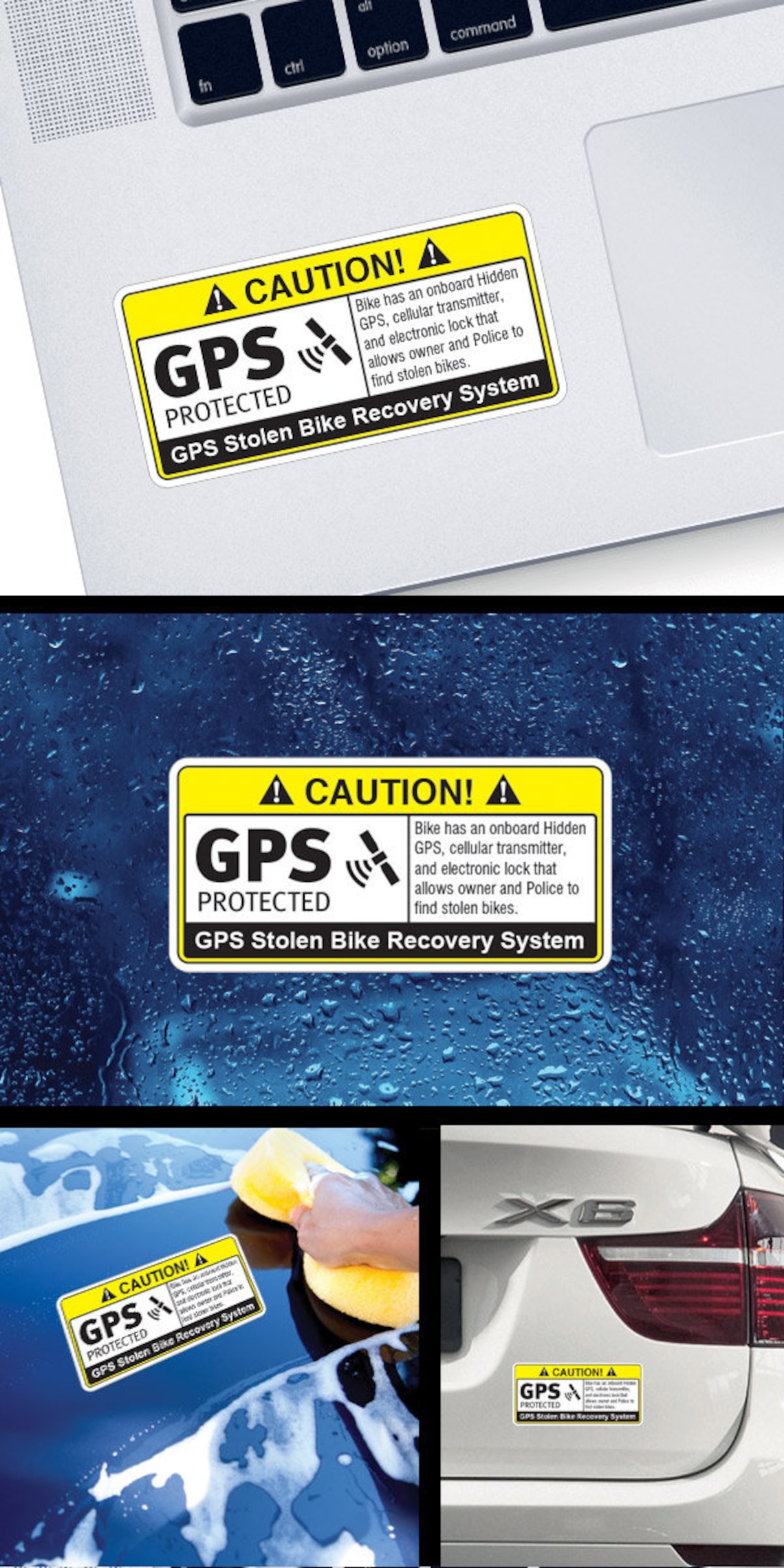 Decal Sticker Gps Protected Prevention Sign Bike Safety Security Sign ...