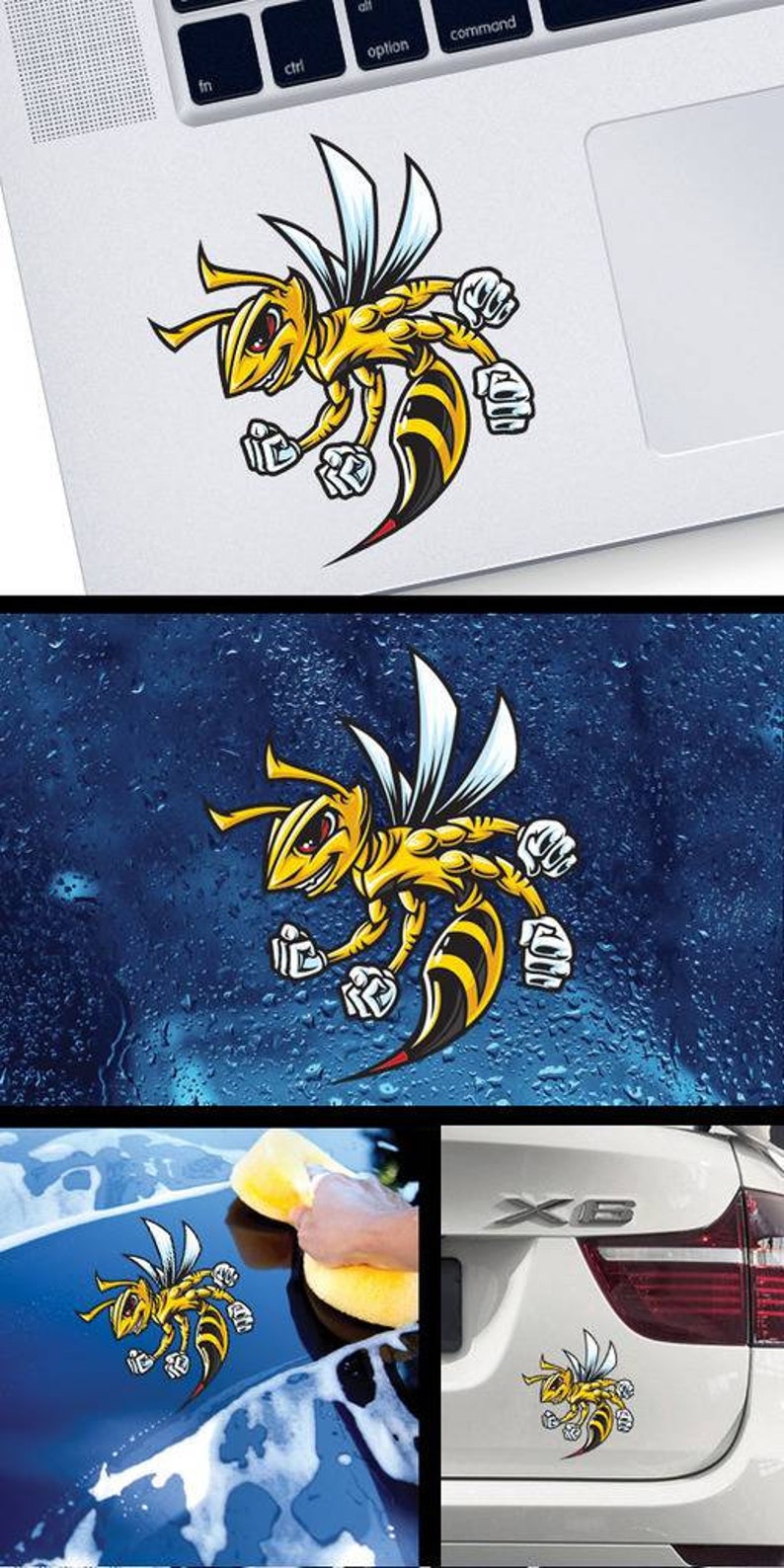 Decal Sticker Bee Hornet Wasp Honey Top Quality Cartoon Illustration ...