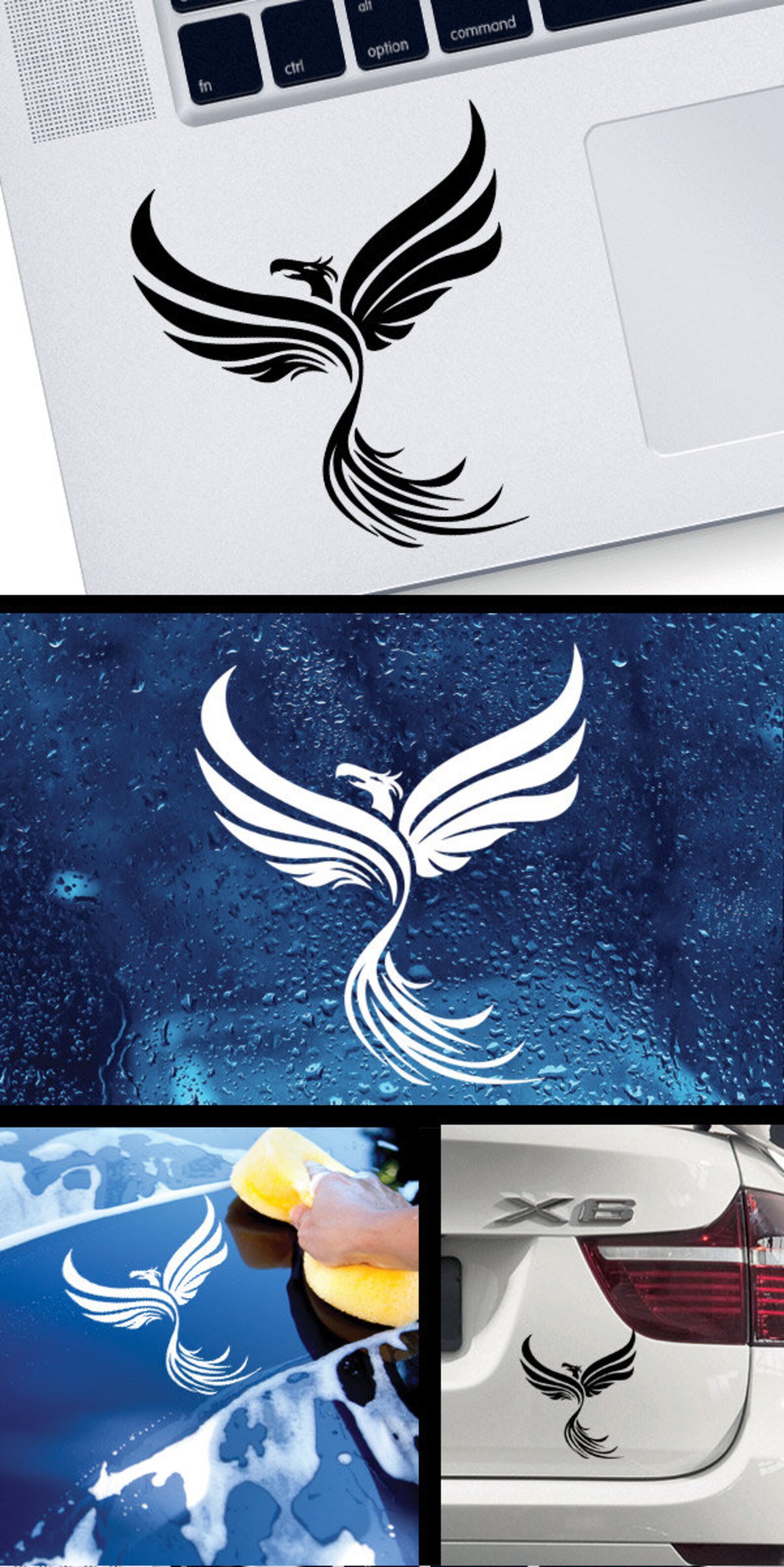 Decal Sticker Phoenix Rising Tribal Eagle Tattoo Pegasus Badge | Etsy