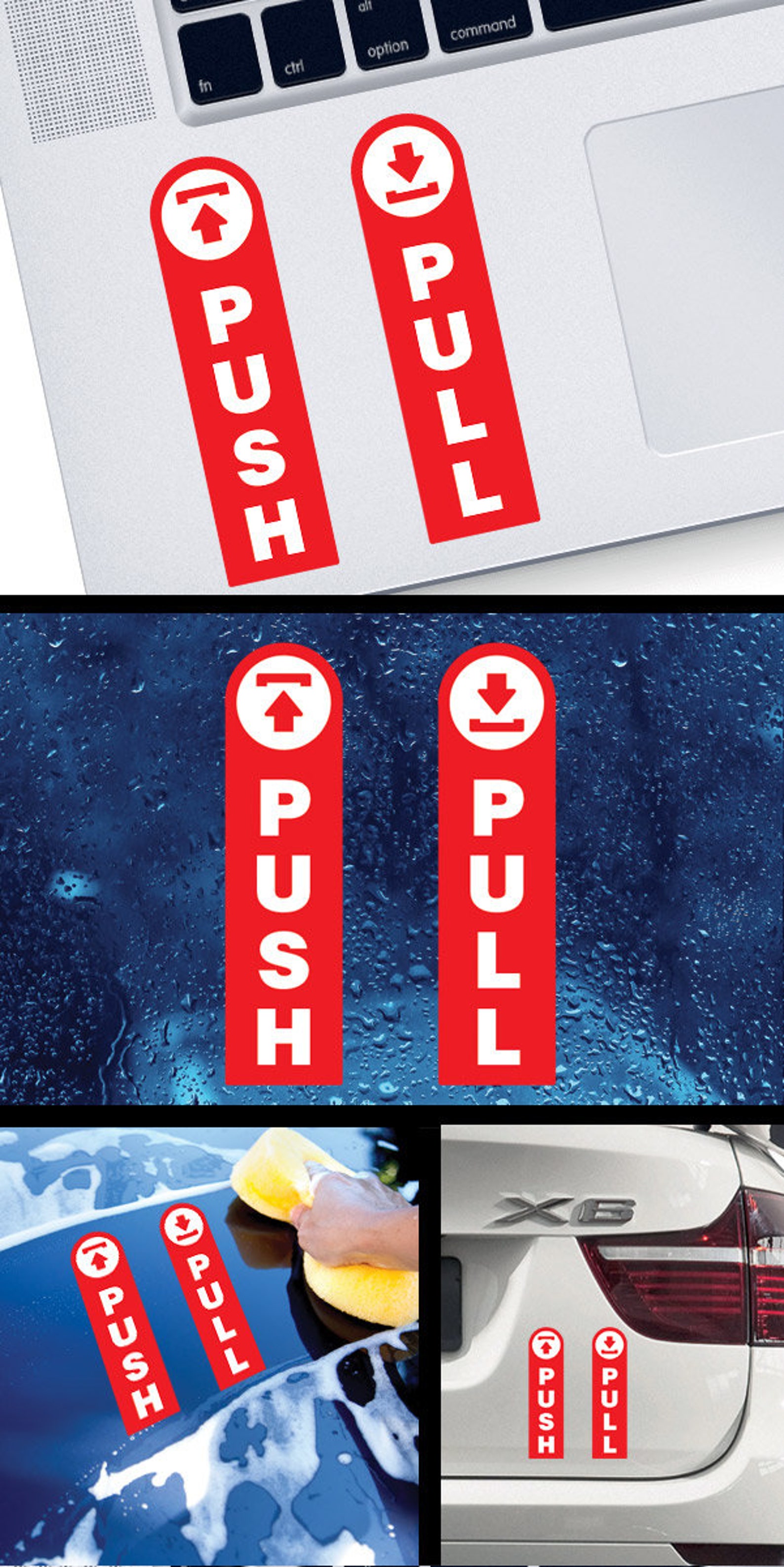 Decal Sticker Push - Pull Door Open Close Door Information Sign ...