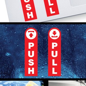 Decal Sticker Push - Pull Door Open Close Door Information Sign ...