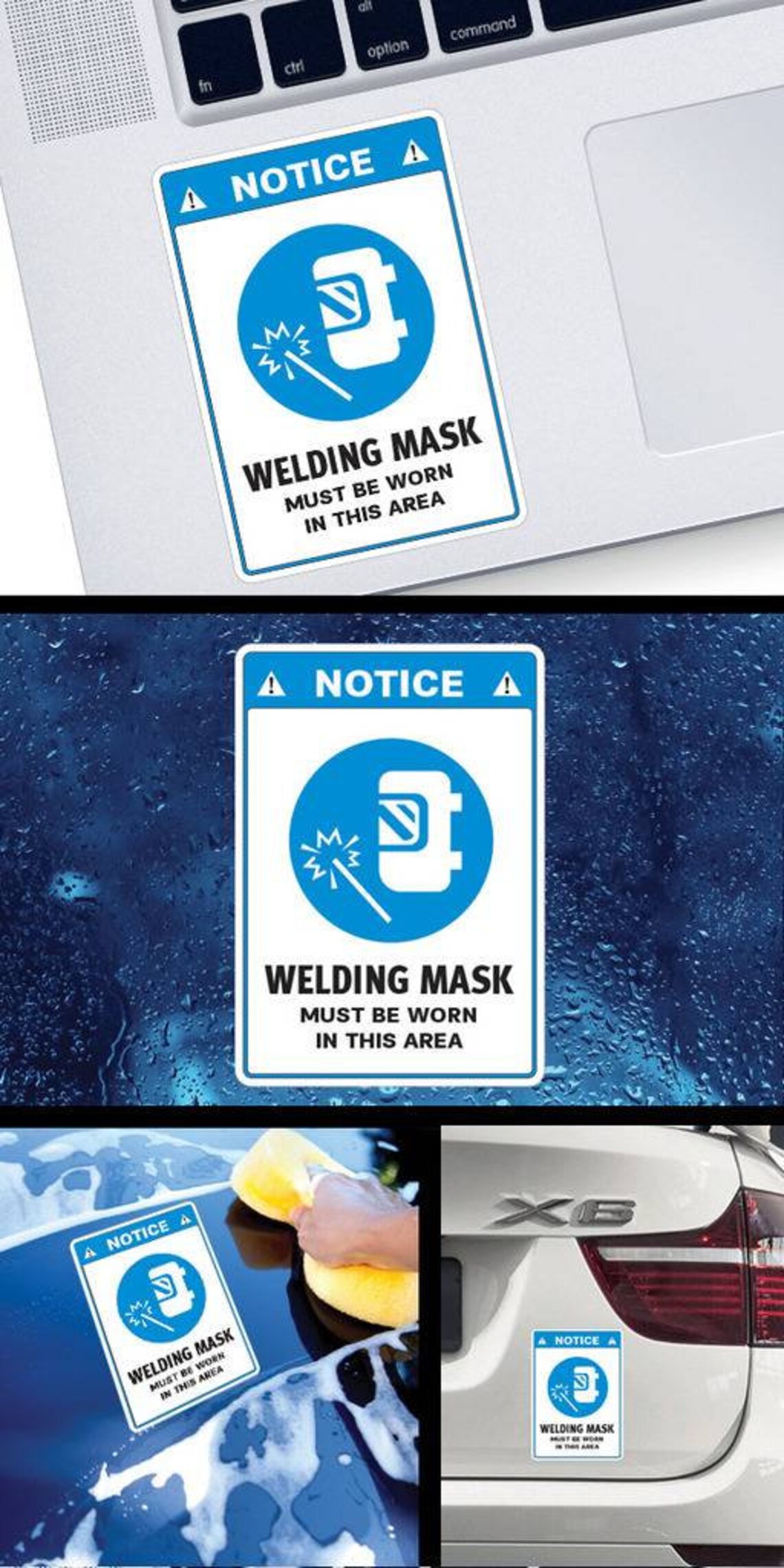 Decal Sticker Notice. Welding Mask Must Be Worn in This Area Mechanic ...