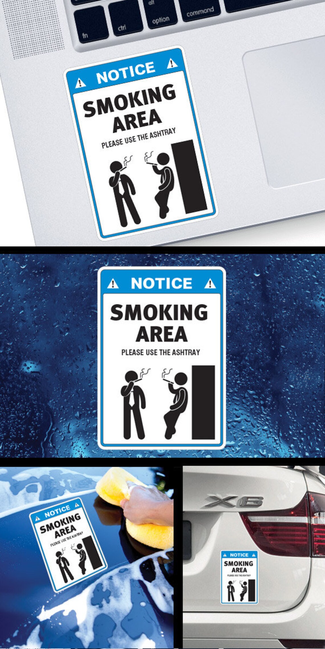 Decal Sticker Notice Sign Smoking Area Please Use the Ashtray - Etsy