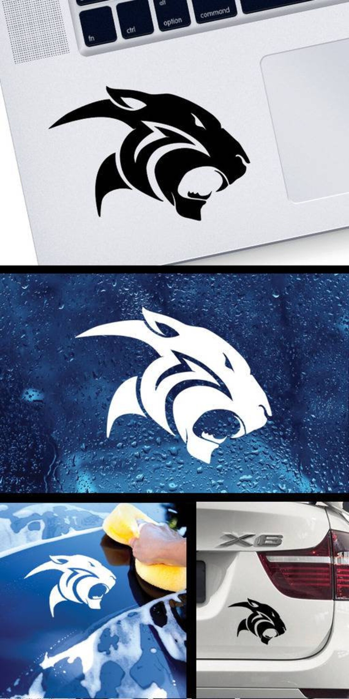 Decal Sticker Black Panther Puma Head Attack Aggression Action Wild ...
