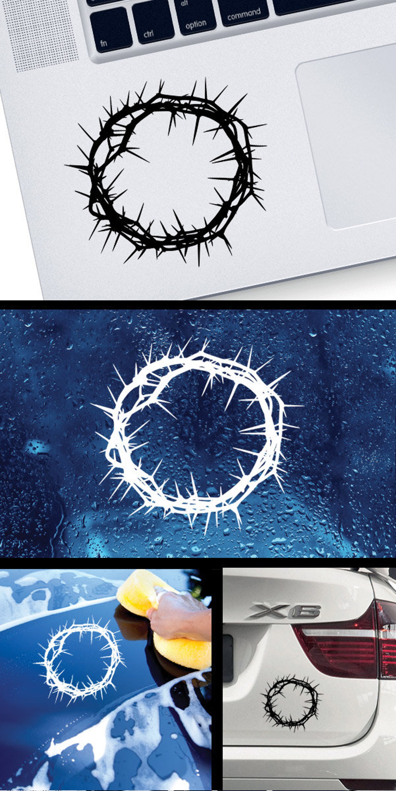 Decal Sticker Jesus Crown of Thorns Christian Crucifixion of Jesus ...