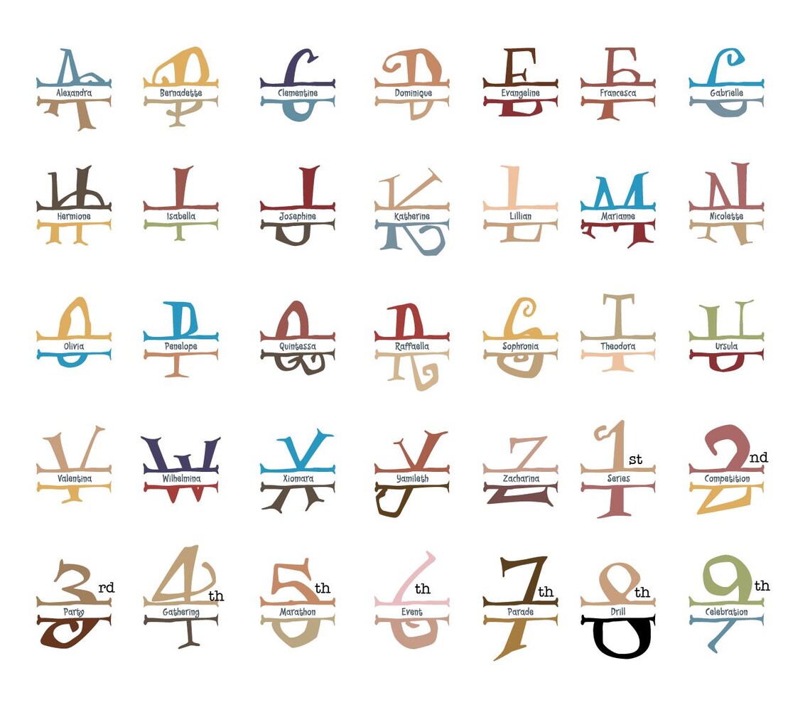 Split Monogram Alphabet SVG Font, Monogram Font SVG, Split Monogram ...