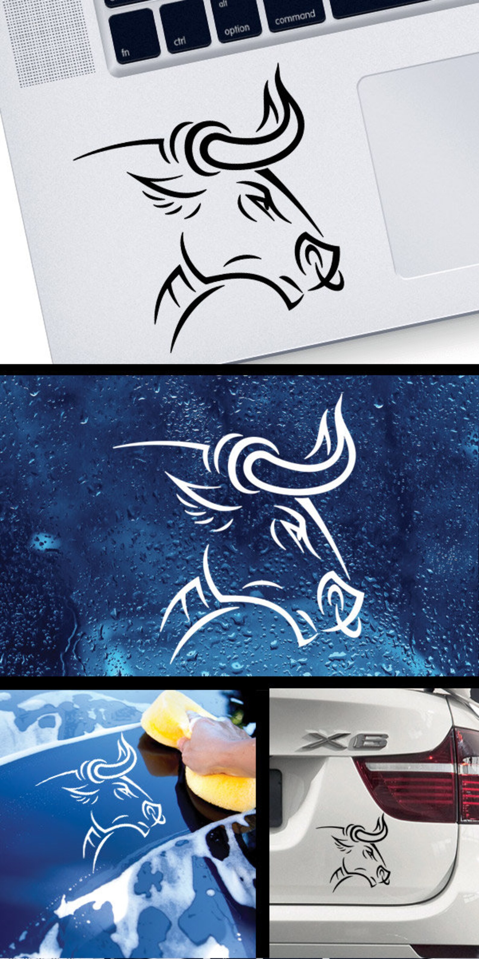 Decal Sticker Bull Head Brutal Farm Fear Attack Angry - Etsy