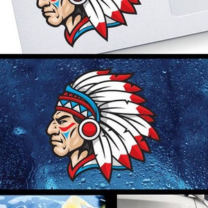 Decal Sticker Warrior American Indian Chief Waterproof and Weatherproof ...