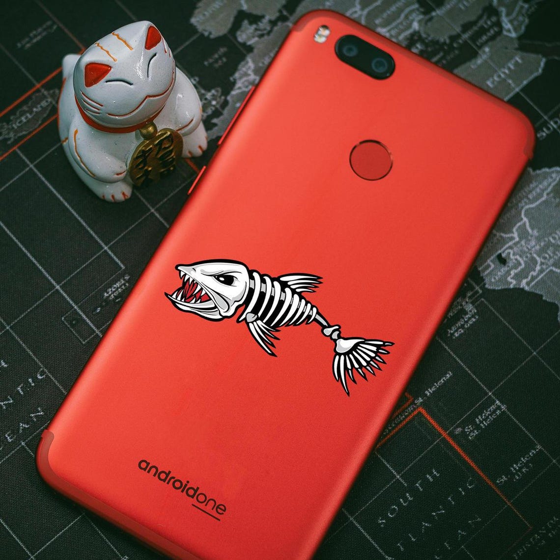 Decal Sticker Fish Skeleton Bones Fishing Store Decoration Freshwater ...