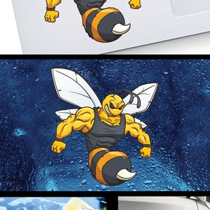 Decal Sticker Bee Hornet Wasp Bodybuilder Cartoon Aggressive Speed ...