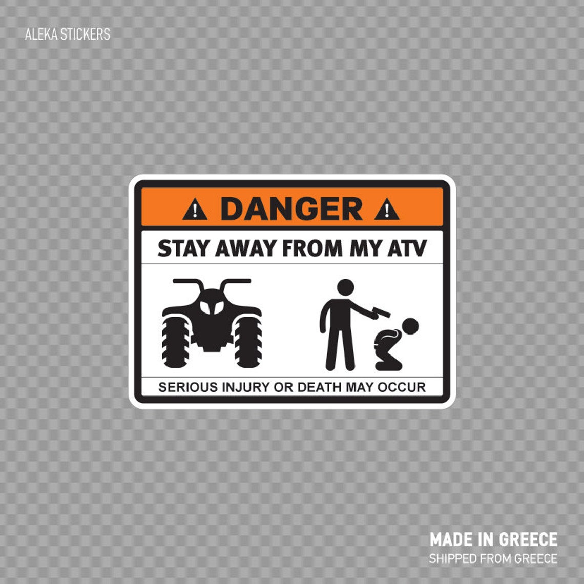 Decal Sticker Danger Funny Sign Stay Away From My Atv Top | Etsy